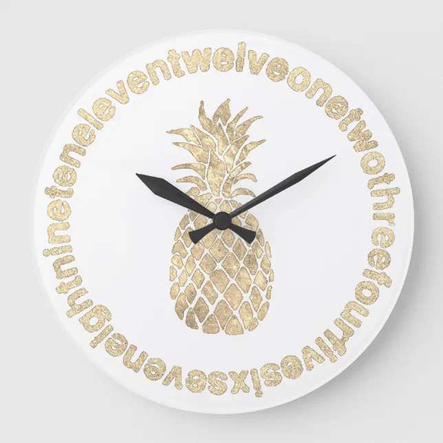 faux gold pineapple large clock | Zazzle