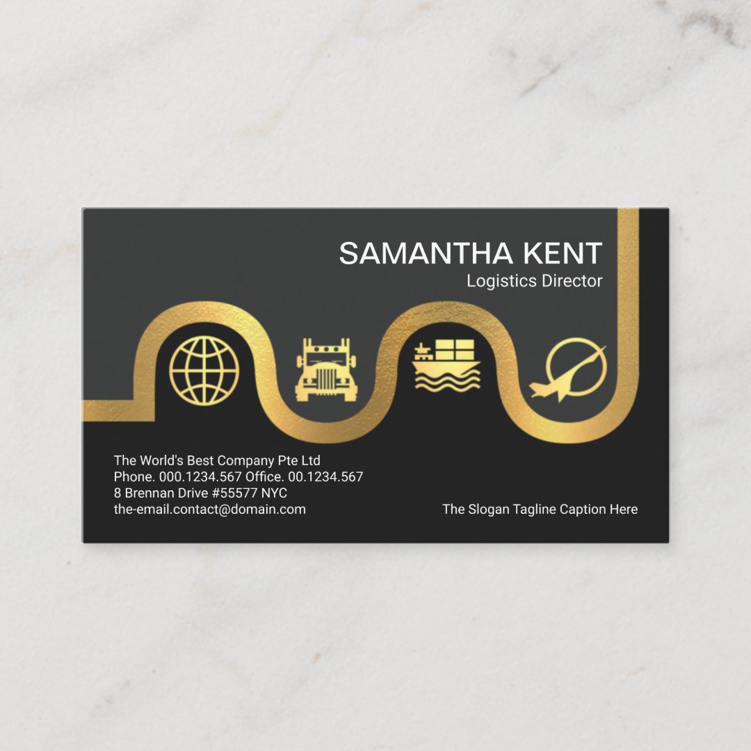 Faux Gold Road Map Logistic Icon Types Warehousing Business Card | Zazzle