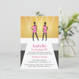 Faux Gold Runway Fashion Show Birthday Party Invitation | Zazzle