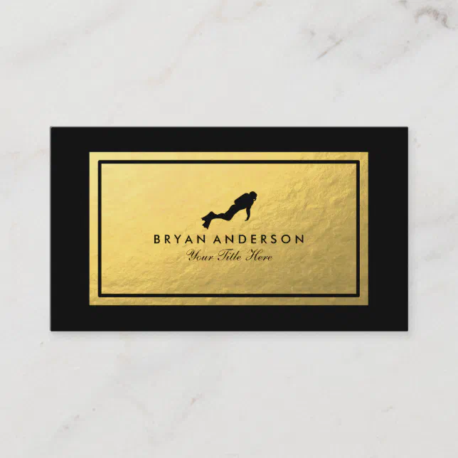 Faux Gold Scuba Diver Business Card | Zazzle