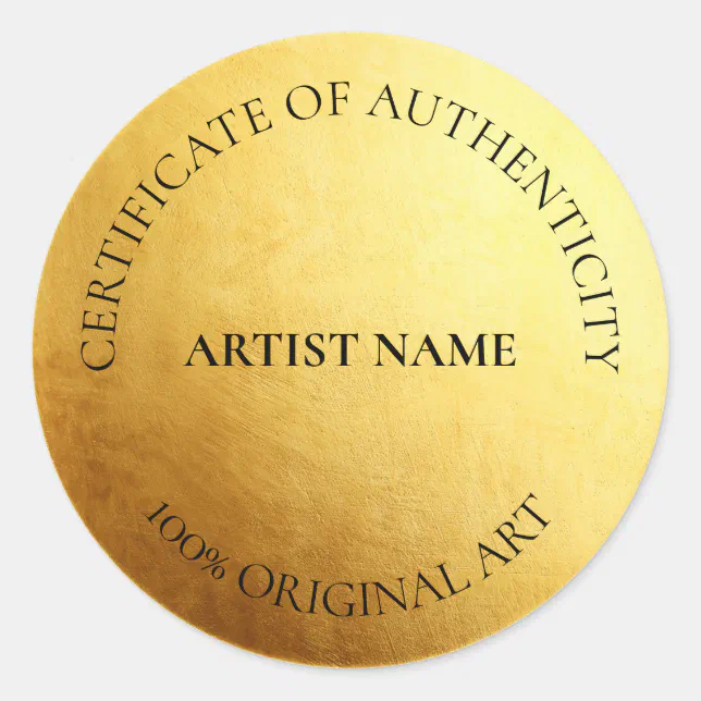 Faux Gold Seal Certificate of Authenticity Art | Zazzle