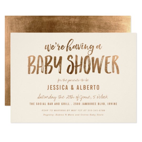 Faux Gold Shimmer Chic Baby Shower Invitation | Zazzle.com