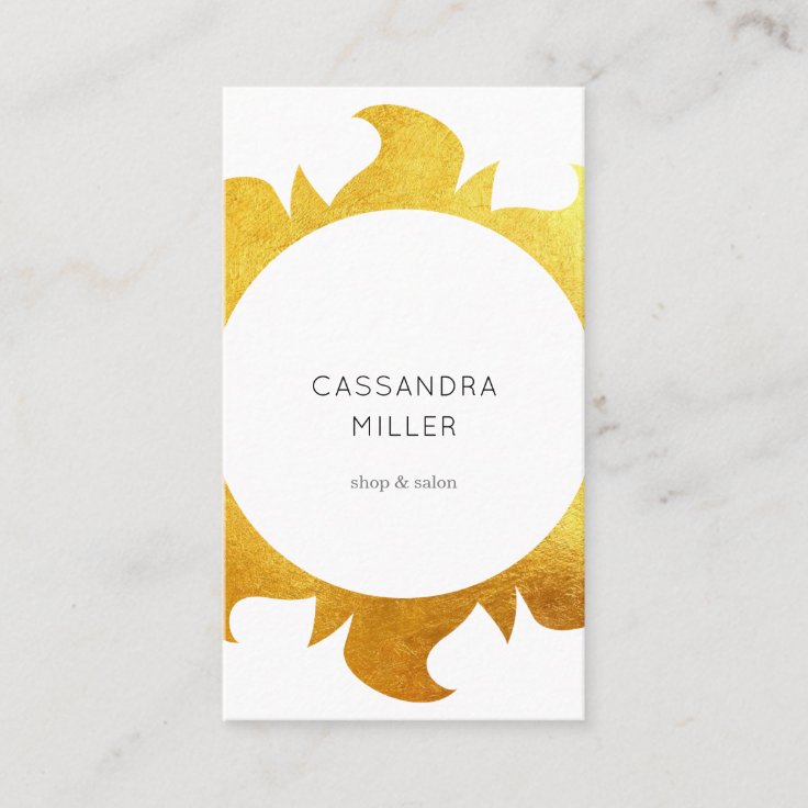 Faux gold sun business card | Zazzle