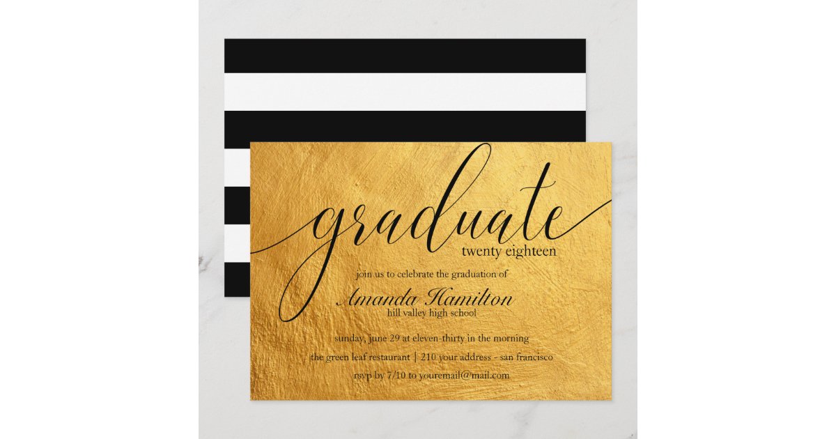 Faux Gold typography Graduation Invitation | Zazzle