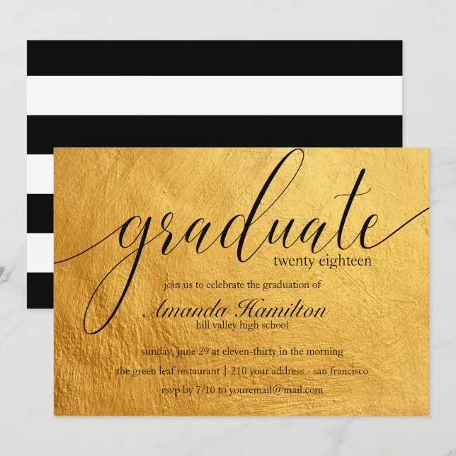 Faux Gold typography Graduation Invitation | Zazzle