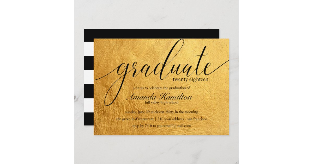 Faux Gold typography Graduation Invitation | Zazzle