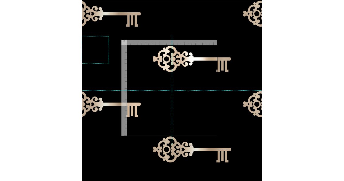 Faux Gold Vintage Key Pattern Fabric | Zazzle