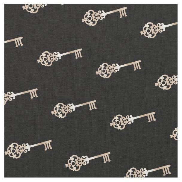 Aqua | Vintage Key Pattern Fabric | Zazzle