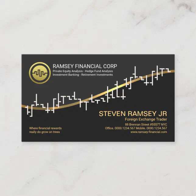 Faux Gold Wave White Stock Exchange Graph Forex Business Card | Zazzle