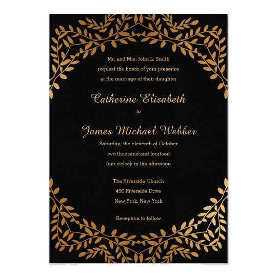 Faux Gold Wedding Invite Hosted by Bride's Parents | Zazzle.com