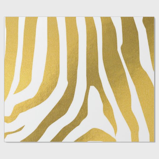 Faux Gold Zebra Print Stripes Pattern Wrapping Paper | Zazzle