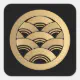 Faux Golden Waves Oriental Japanese Kamon Square Sticker | Zazzle