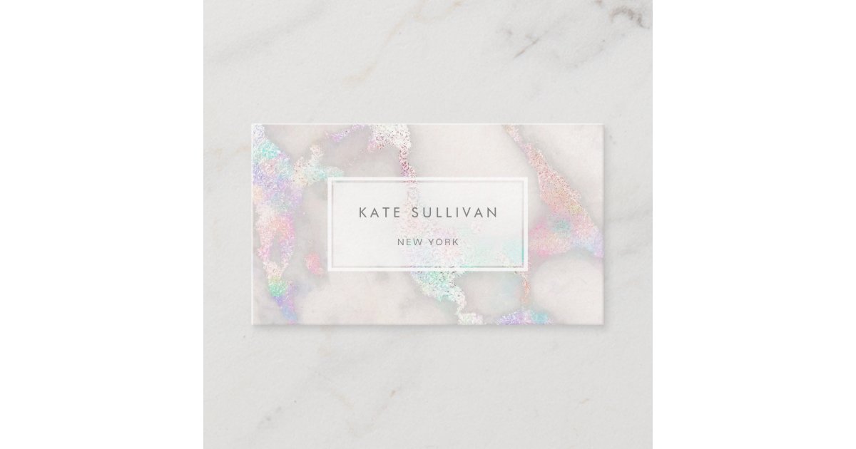 faux holographic marble design business card | Zazzle
