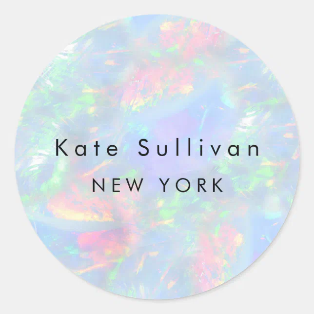 faux holographic opal design classic round sticker | Zazzle