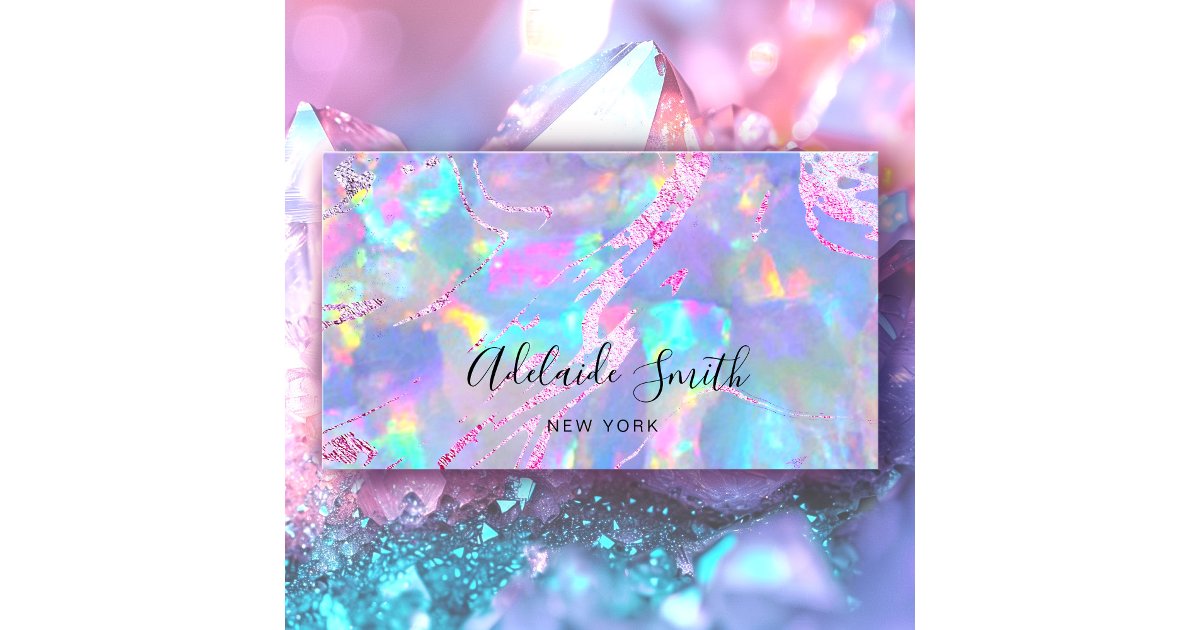 faux holographic opal photo business card | Zazzle
