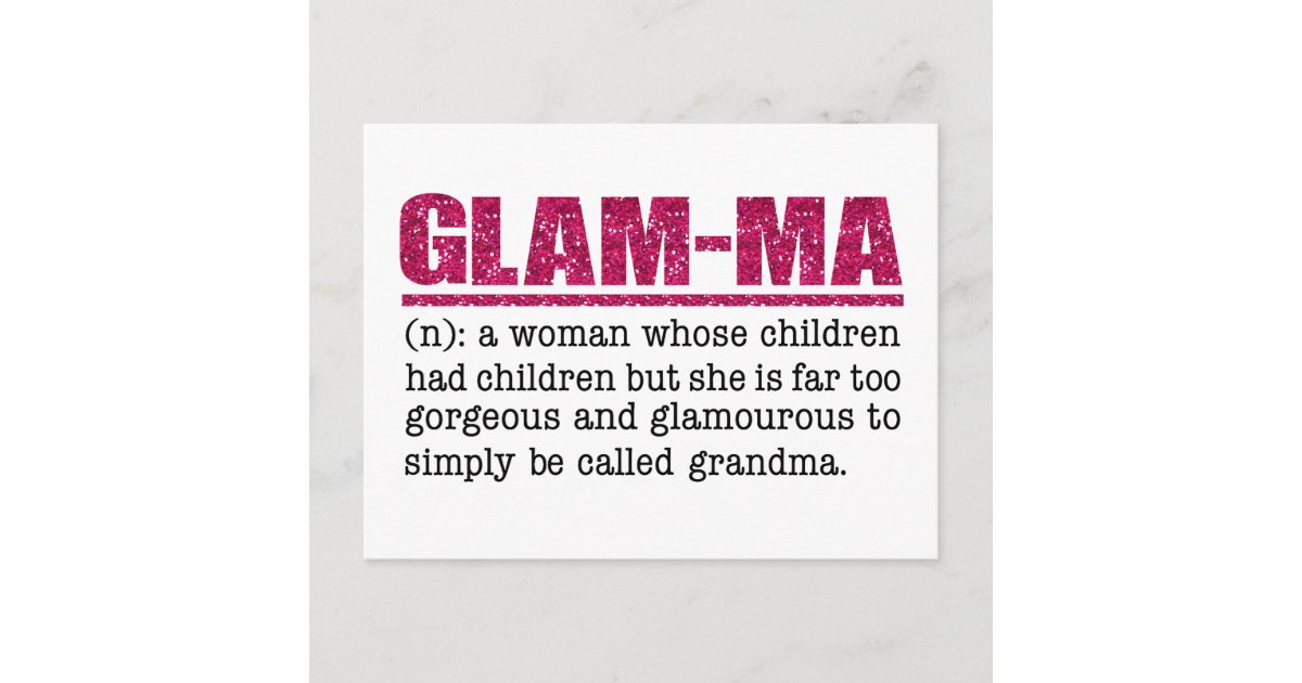Faux Hot Pink Glitter Glam-Ma Postcard | Zazzle