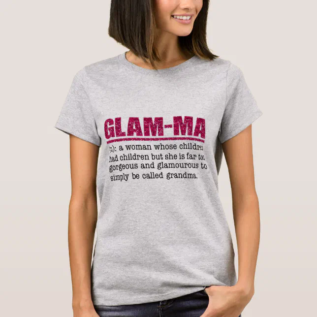 Faux Hot Pink Glitter Glam-Ma T-Shirt | Zazzle