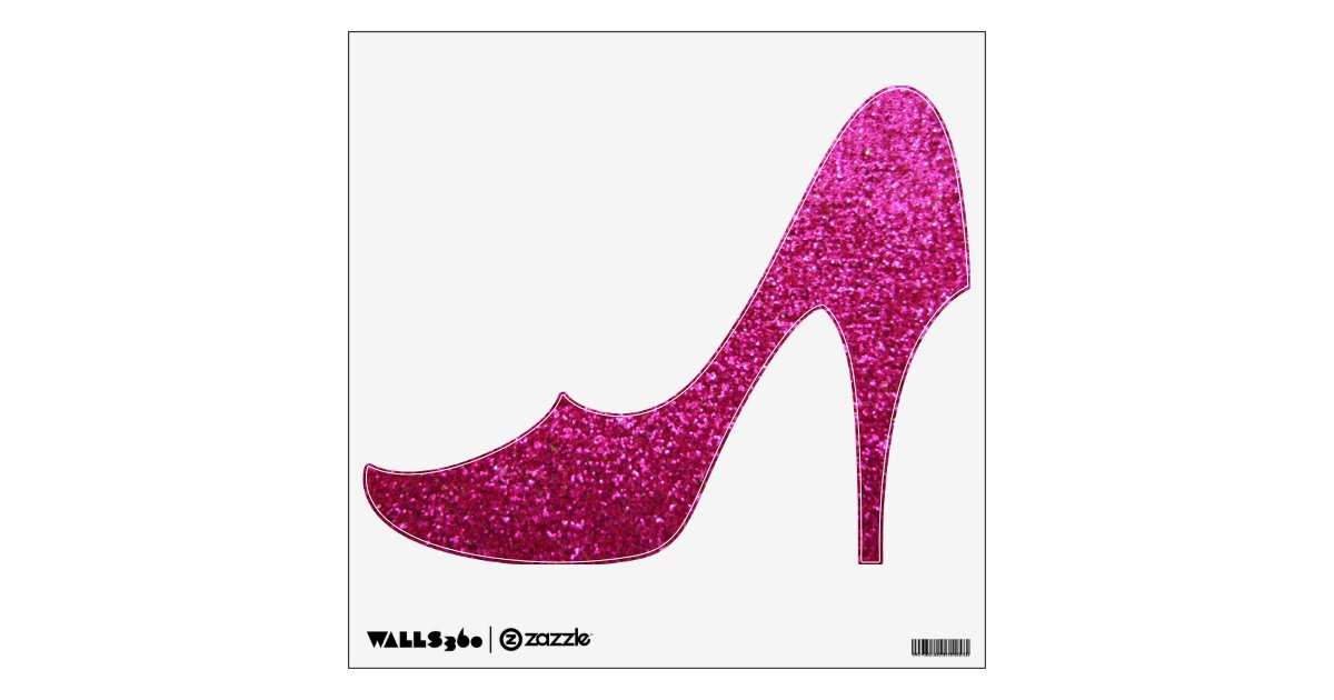 Faux Hot Pink Glitter high heel shoe wall decal | Zazzle