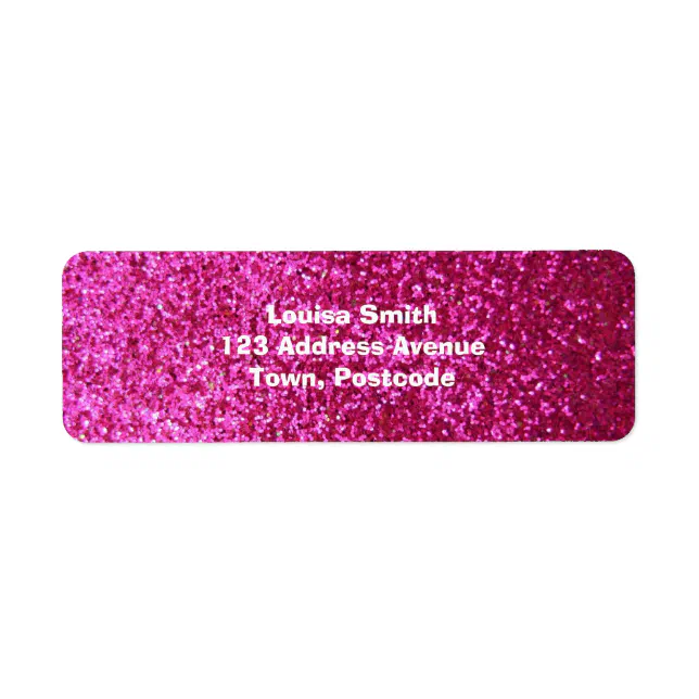 Faux Hot Pink Glitter Label | Zazzle