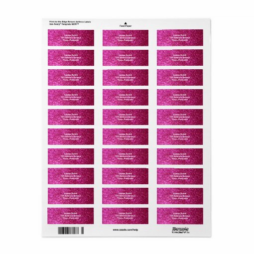 Faux Hot Pink Glitter Label | Zazzle