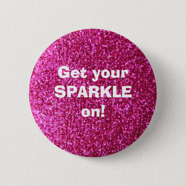 Faux Hot Pink Glitter Pinback Button | Zazzle