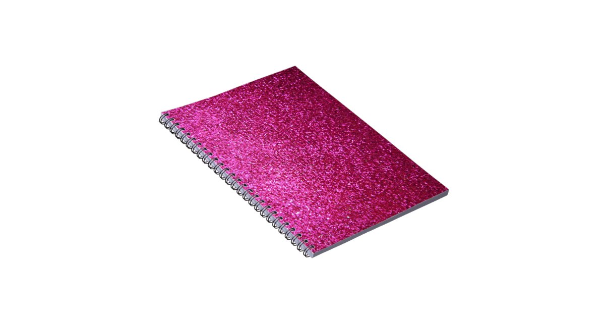 Faux Hot Pink Glitter Spiral Notebook | Zazzle