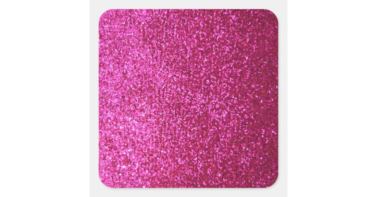 Faux Hot Pink Glitter Square Sticker | Zazzle