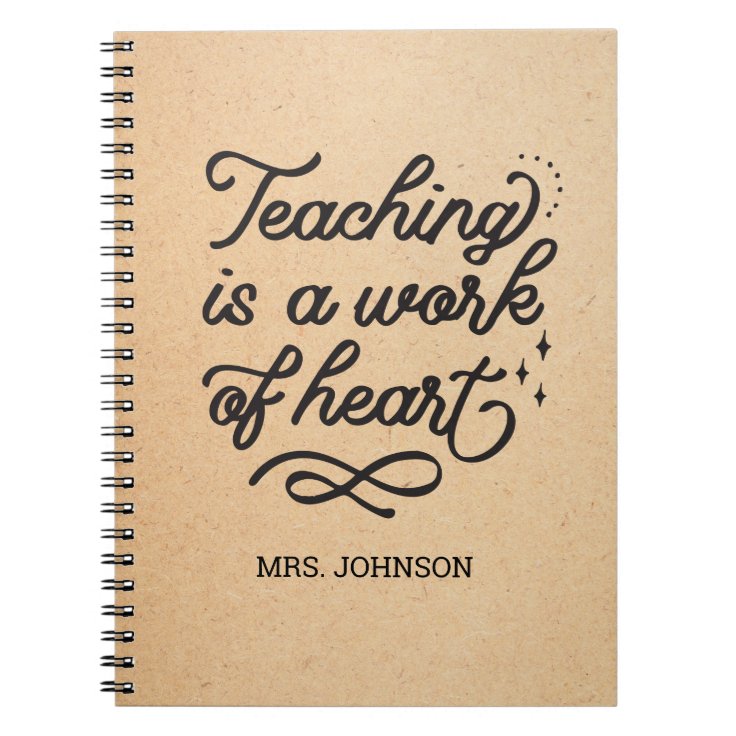 Faux Kraft Inspirational Teacher Appreciation Notebook | Zazzle
