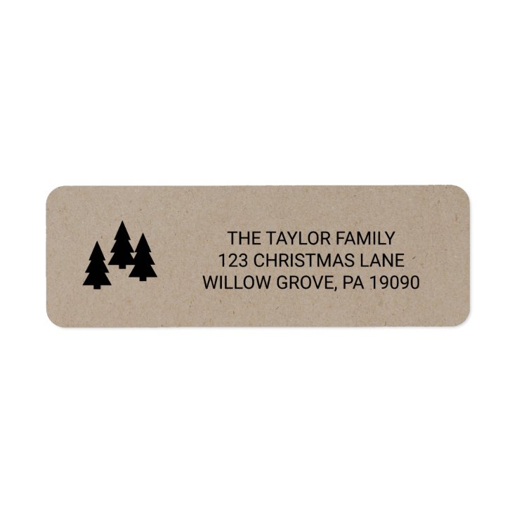 Faux Kraft Pine Tree Christmas Label | Zazzle