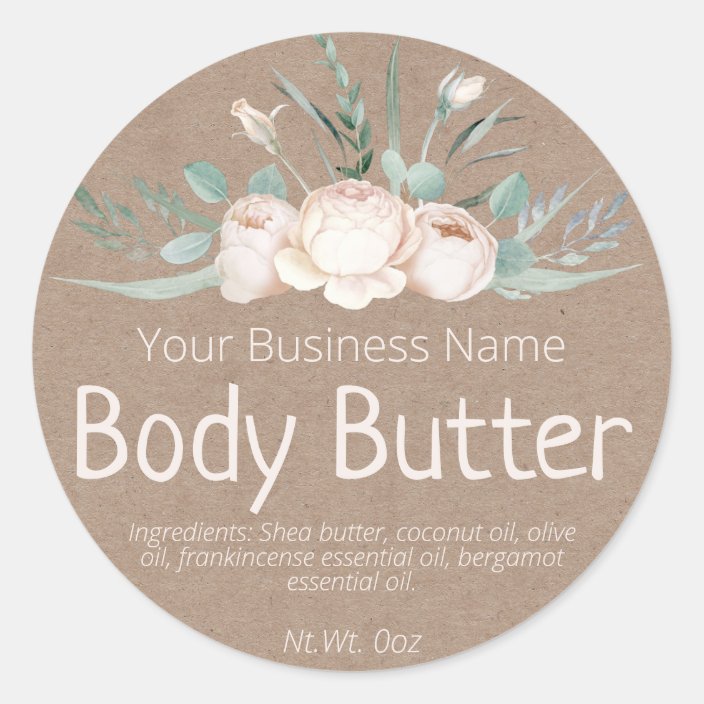 Faux Kraft Sticker Label For Homemade Body Butter | Zazzle.com