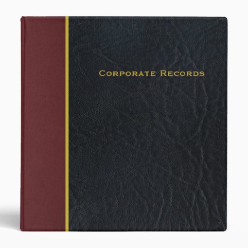 Faux Leather Burgundy and Black Corporate Records 3 Ring Binder | Zazzle