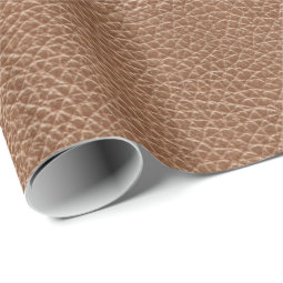Faux Leather Natural Brown Wrapping Paper | Zazzle