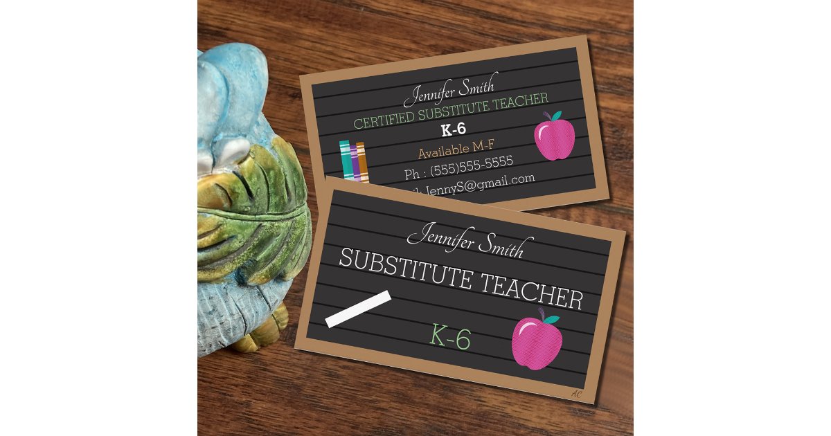 Faux Letter Board Substitute Teacher Business Card | Zazzle