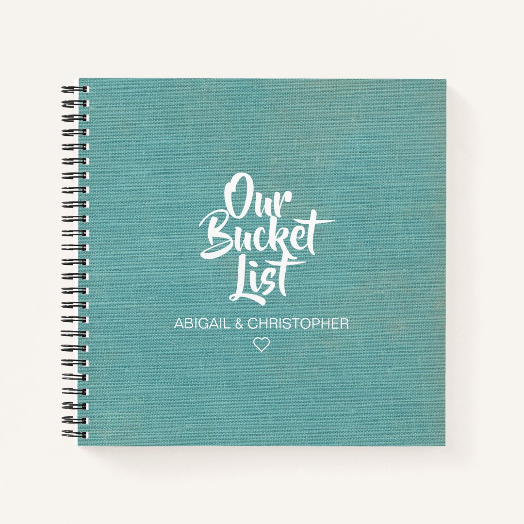 Faux Linen Our Bucket List Couple Keepsake Journal | Zazzle