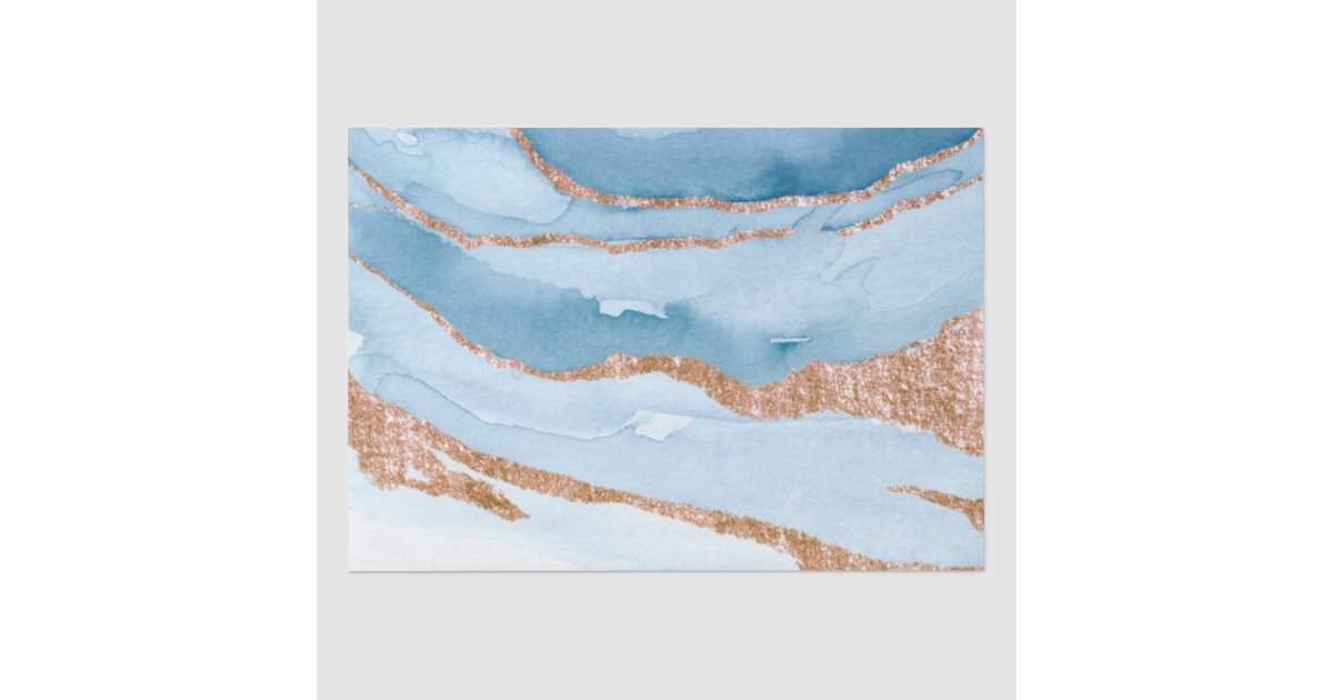 Faux Marble Blue Gold Wrapping, Decoupage, Craft Tissue Paper | Zazzle