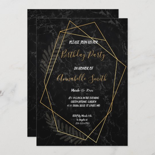 Faux Marble Geometric Birthday Party Invitation | Zazzle.com