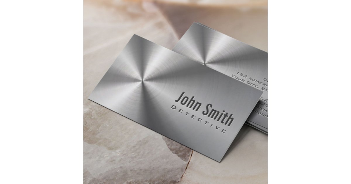 Faux Metal Cool Stainless Steel Detective Business Card | Zazzle