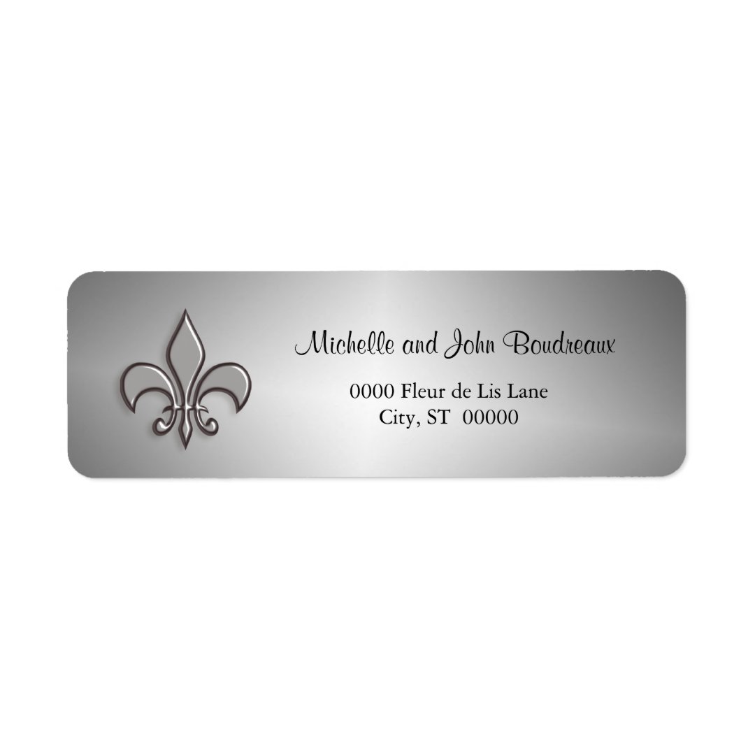 Faux Metal Silver Fleur de Lis Label | Zazzle