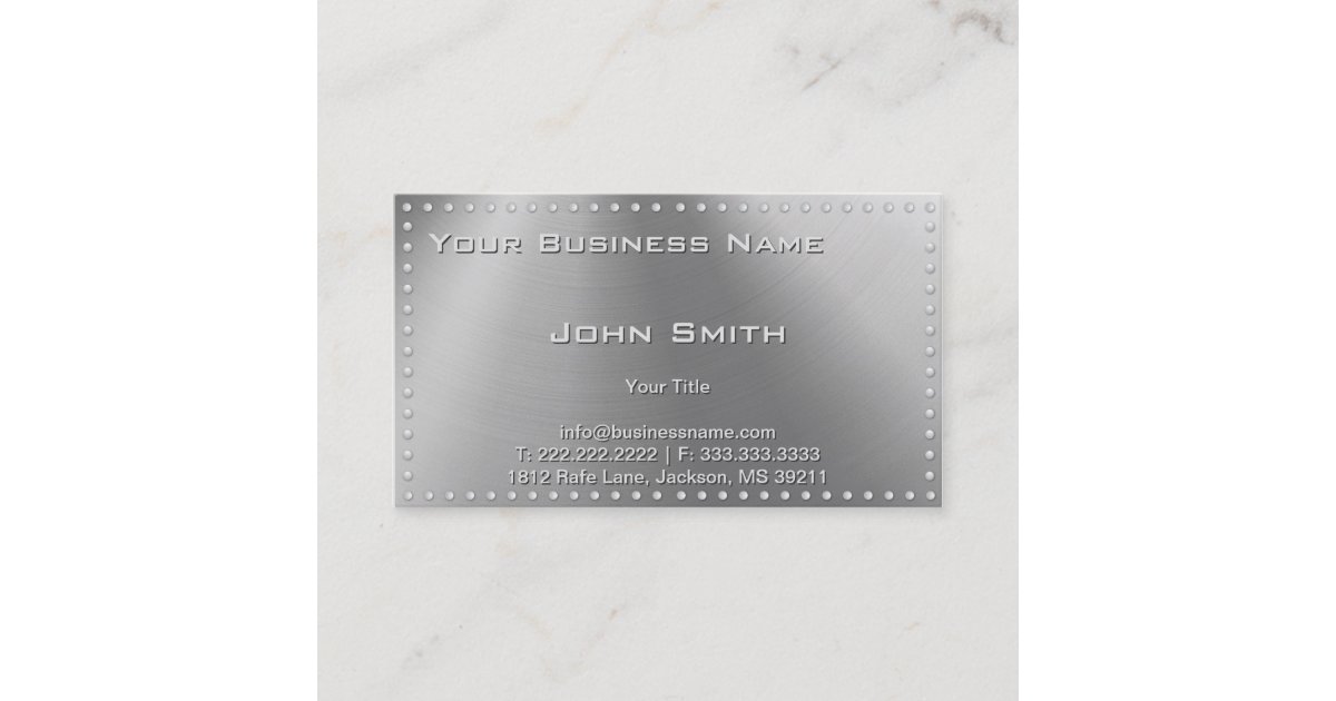 Faux Metal Steel Business Card | Zazzle