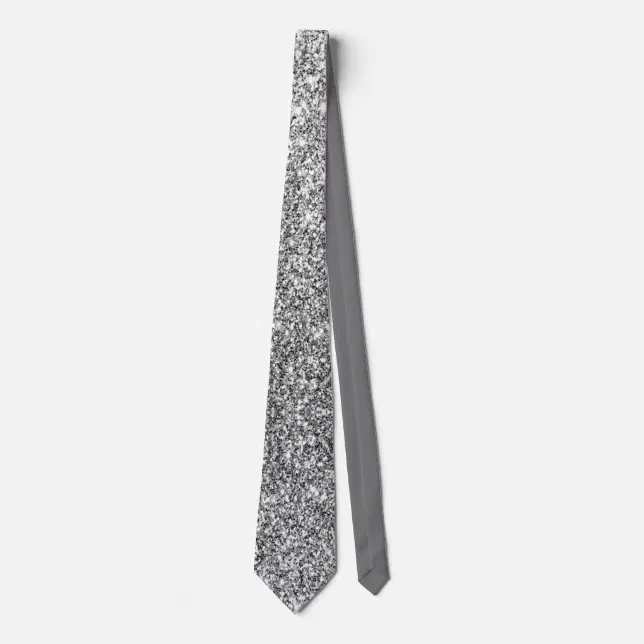 Faux Metallic Silver Glitter Party Neck Tie | Zazzle