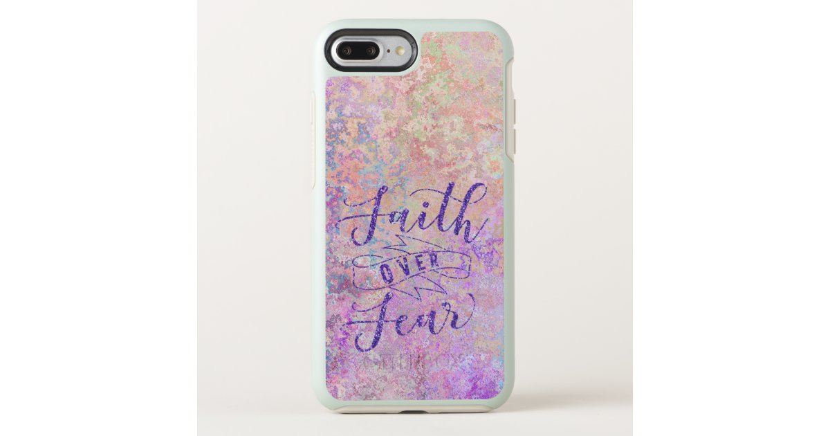 Faux Metallic Swirl with Faith over Fear Quote Otterbox iPhone Case ...