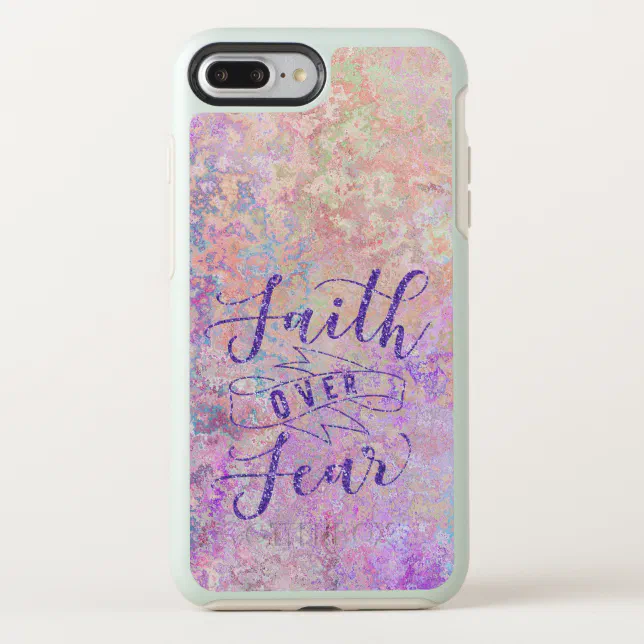 Faux Metallic Swirl with Faith over Fear Quote Otterbox iPhone Case ...