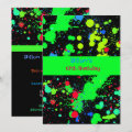 Faux Neon Paint Ball Splatter, Birthday Party Invitation | Zazzle