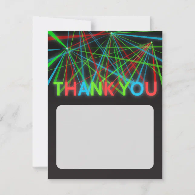 Faux Neon Words Thank You Note Card | Zazzle