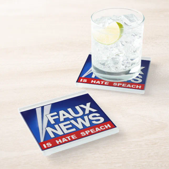 Faux News Glass Coaster | Zazzle