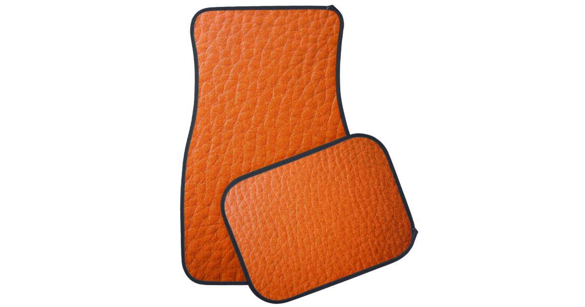 Faux Orange Leather Car Mat | Zazzle