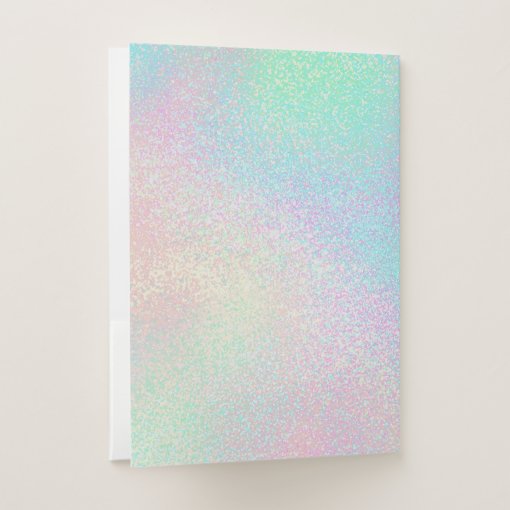 faux pastel rainbow glitter pocket folder | Zazzle