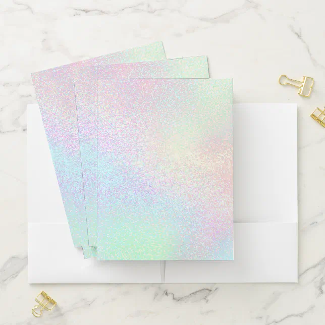 faux pastel rainbow glitter pocket folder | Zazzle