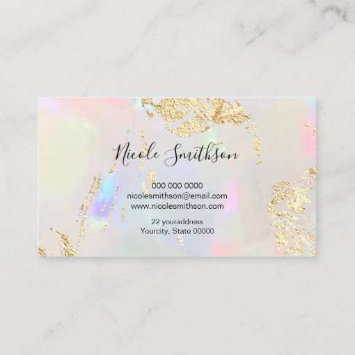 faux pearlescent opal business card | Zazzle