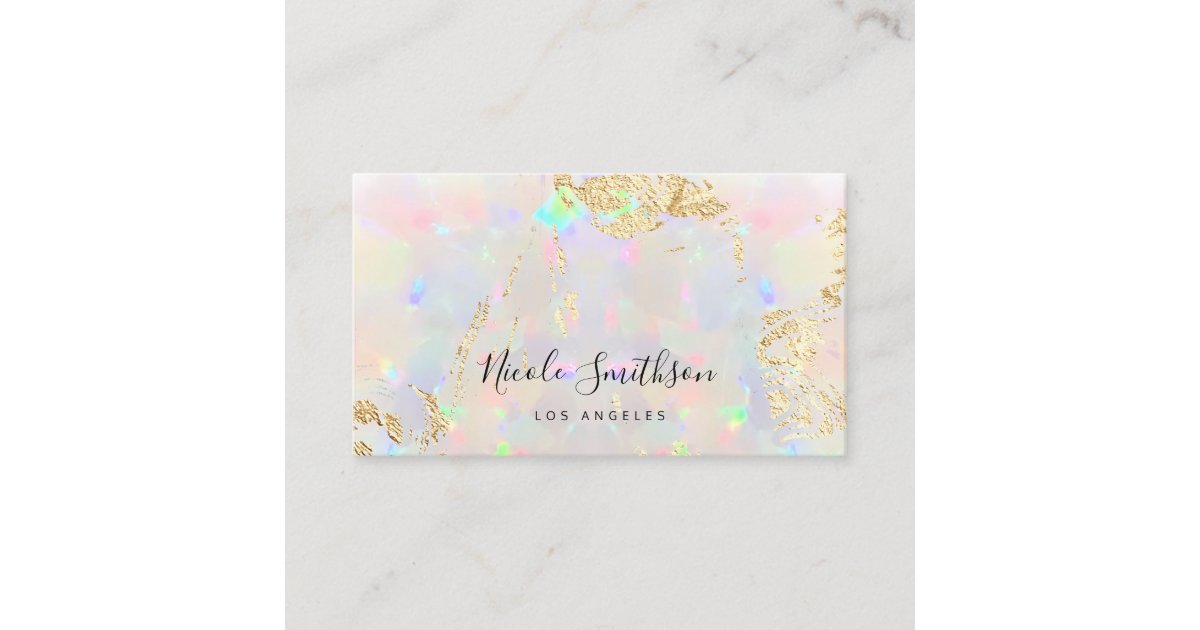 faux pearlescent opal business card | Zazzle